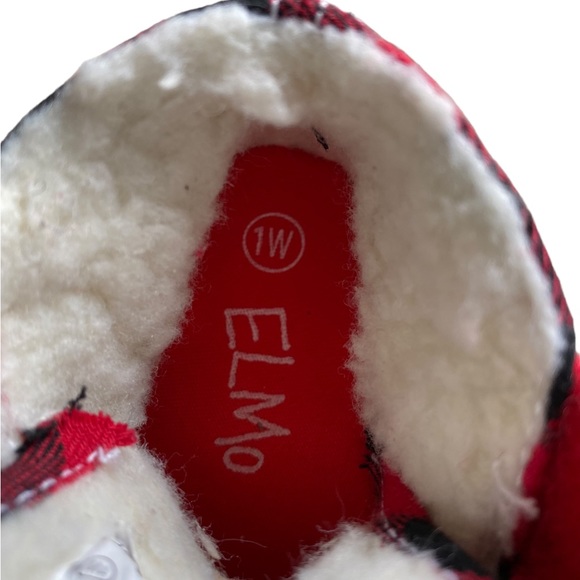 Sesame Street | Shoes | Sesame Street Elmo Plaid Cozy Velcro Boots Red ...